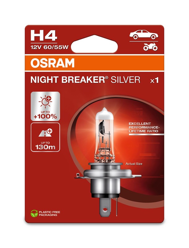 Osram Night Breaker Silver +100 % H4, 1 Stück - ATU