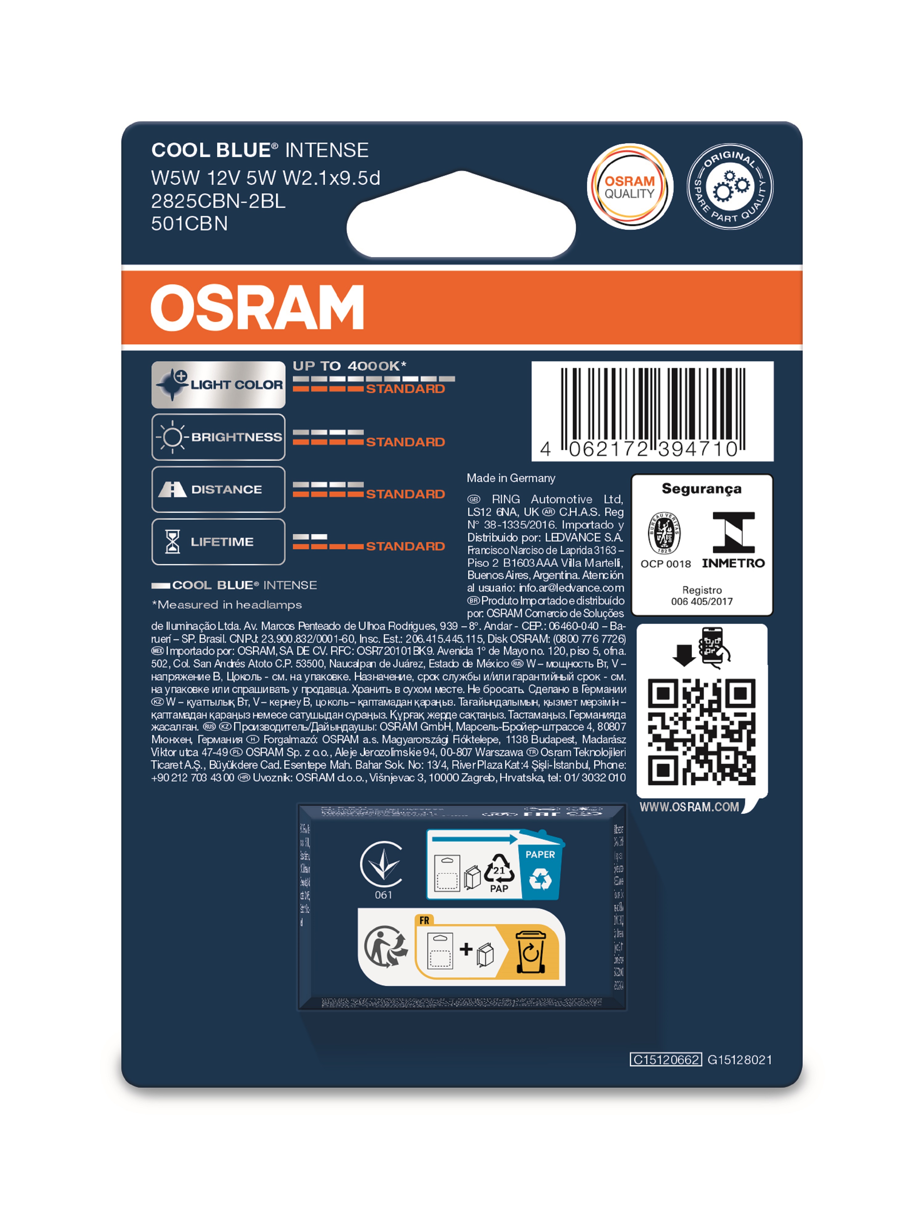 Osram Cool Blue W5W 12V, 2 Stück - ATU